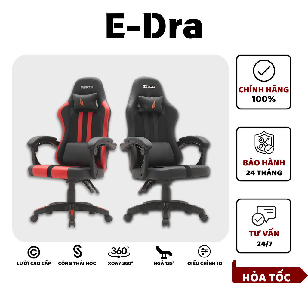 Ghế Công Thái Học Edra YUMMY / Ghế Gaming Da/ Fabric Cao Cấp EGC232v2 ...