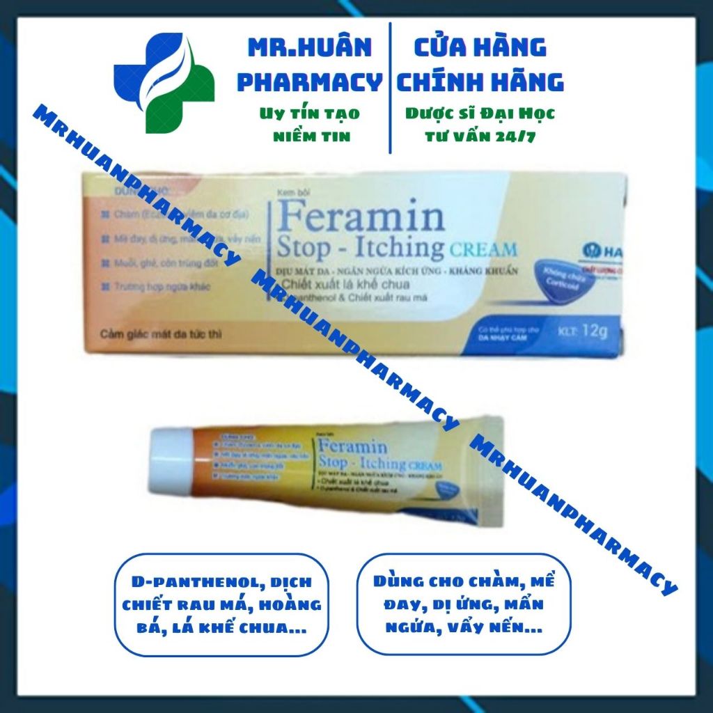 Kem bôi Feramin Stop Itching Cream 12g - Dùng cho chàm, mề đay, dị ứng ...