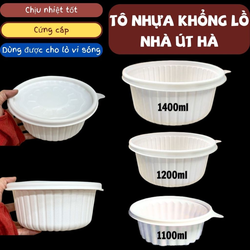 Set 50 tô lớn Microwave 1100ml, 1200ml, 1400ml kèm nắp dày dặn cứng cáp ...