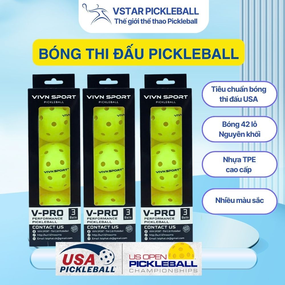 Bóng Pickleball thi đấu VIVN SPORT 74mm 40 lỗ nhựa TPE đúc nguyên khối ...