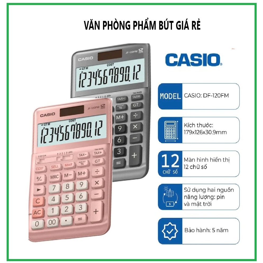 Máy tính Casio DF-120FM Chính Hãng, Máy tính chuyên cho Kế Toán tính thuế/tính doanh thu-chi phí ...