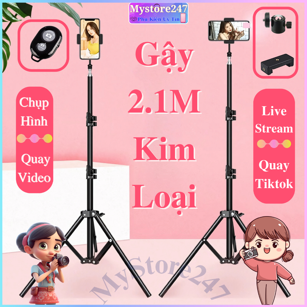 Gậy Livestream, Giá Đỡ Chụp Hình 3 Chân Cao 2.1M, Chắc Chắn, Siêu Bền ...
