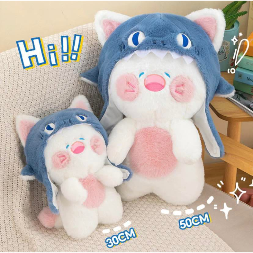 Gấu Bông Mèo Dudu kèm Mũ Cá Mập - Thiết Kế Độc Đáo - Quà tặng | Shopee ...