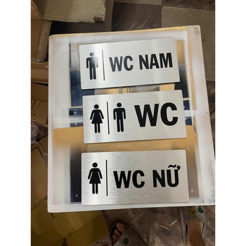 ( Nhận hỏa tốc) Bảng WC kt 25*12cm chất liệu Alu nhôm xước tiêu chuẩn ngoài trời bền đẹp, sang ...