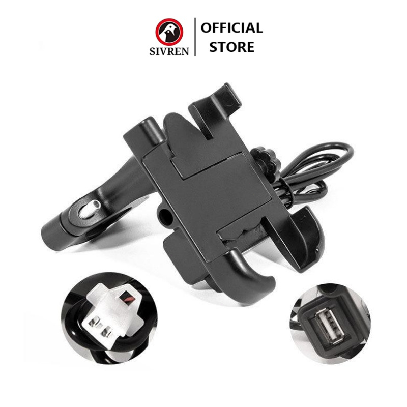 Giá đỡ điện thoại xe máy tích hợp sạc SIVREN, kẹp gắn điện thoại xe máy xe đạp tiện dụng ...