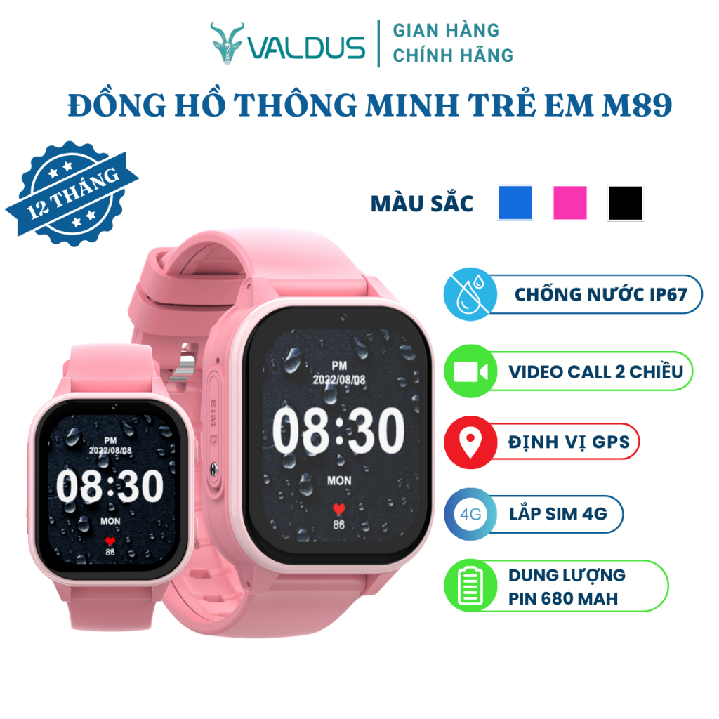 Đồng hồ thông minh trẻ em MANIGO M89 Lắp sim nghe gọi độc lập call video định vị chống nước bảo ...