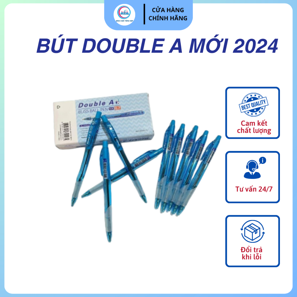 Bút bi xanh Double A Tritouch hộp 12 cái cao cấp loại ngòi 0,7mm - Bút ...