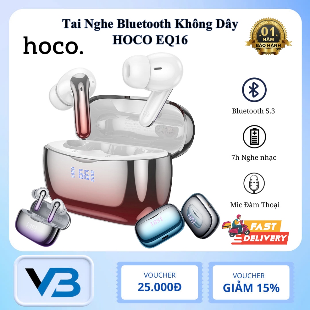 Tai nghe bluetooth Hoco Eq16 tai nghe không dây chống ồn, mic đàm thoại ...