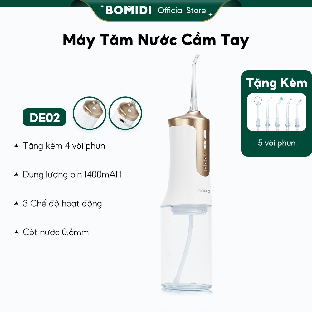 Máy Tăm Nước BOMIDI DE02- Tăm Nước Cầm Tay 3 chế độ dùng được răng Miềng 240ML Làm Sạch Răng ...