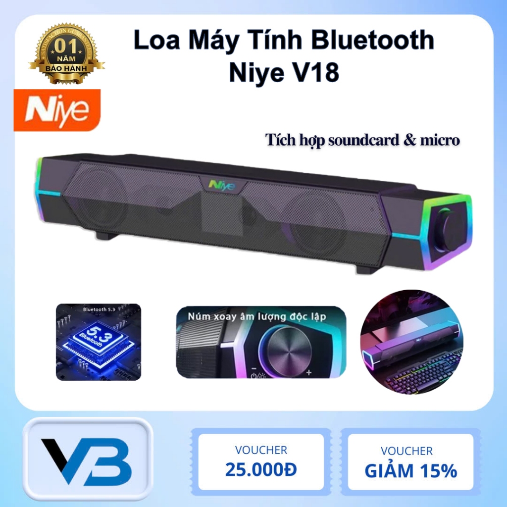 Loa Bluetooth Niye V18 LED RGB Cắm Nguồn USB - Loa Máy Tính Để Bàn ...
