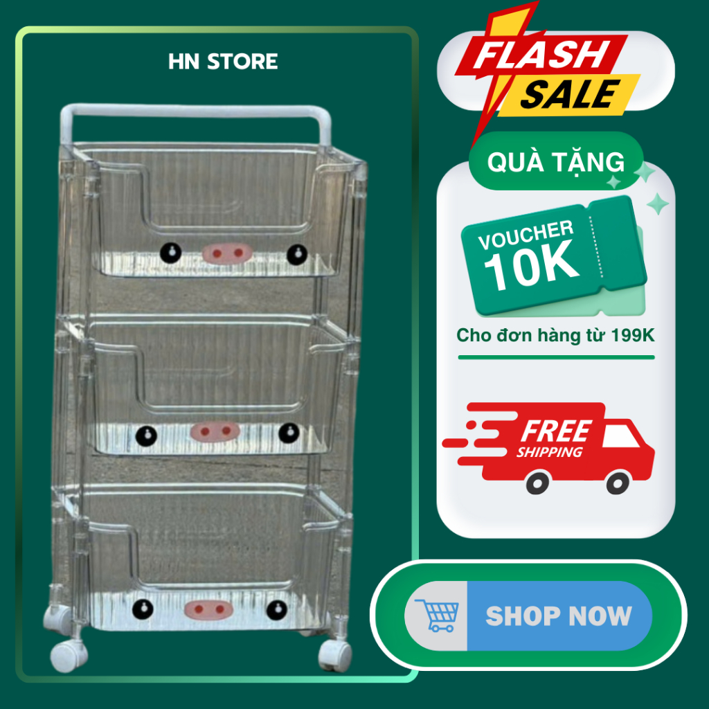 Kệ Trong Suốt Để Đồ Hình Heo Xinh Kute - Nhựa Cao Cấp Có Bánh Xe Đẩy ...