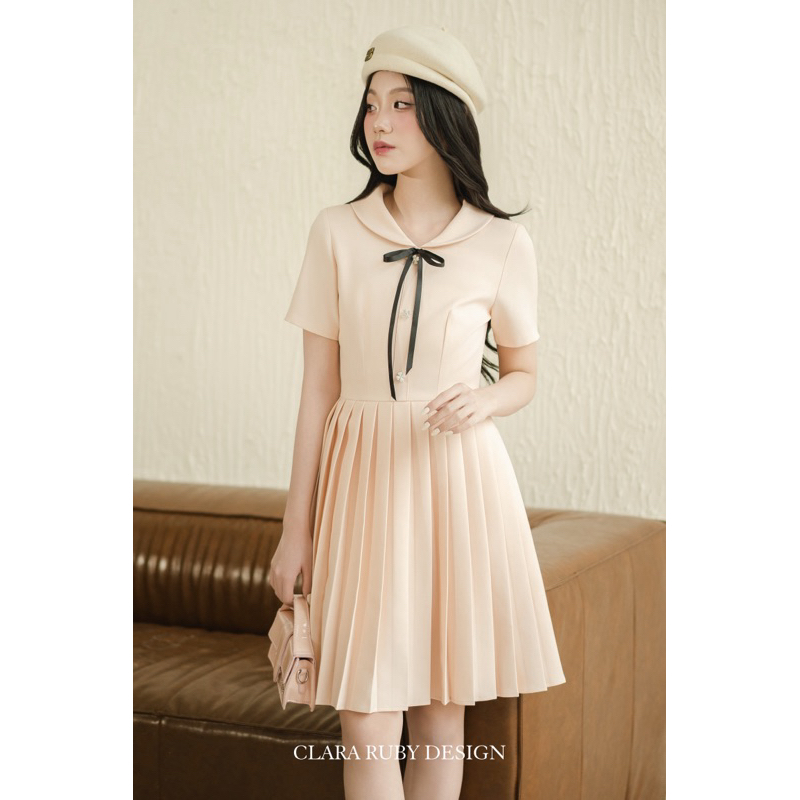 CLARA RUBY - Váy xếp ly Hồng kem Mia (XS-L) | Shopee Việt Nam