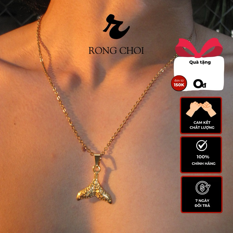 Vòng cổ nam RONG CHƠI - vòng chất liệu thép y tế mạ vàng dài 40-45cm ...