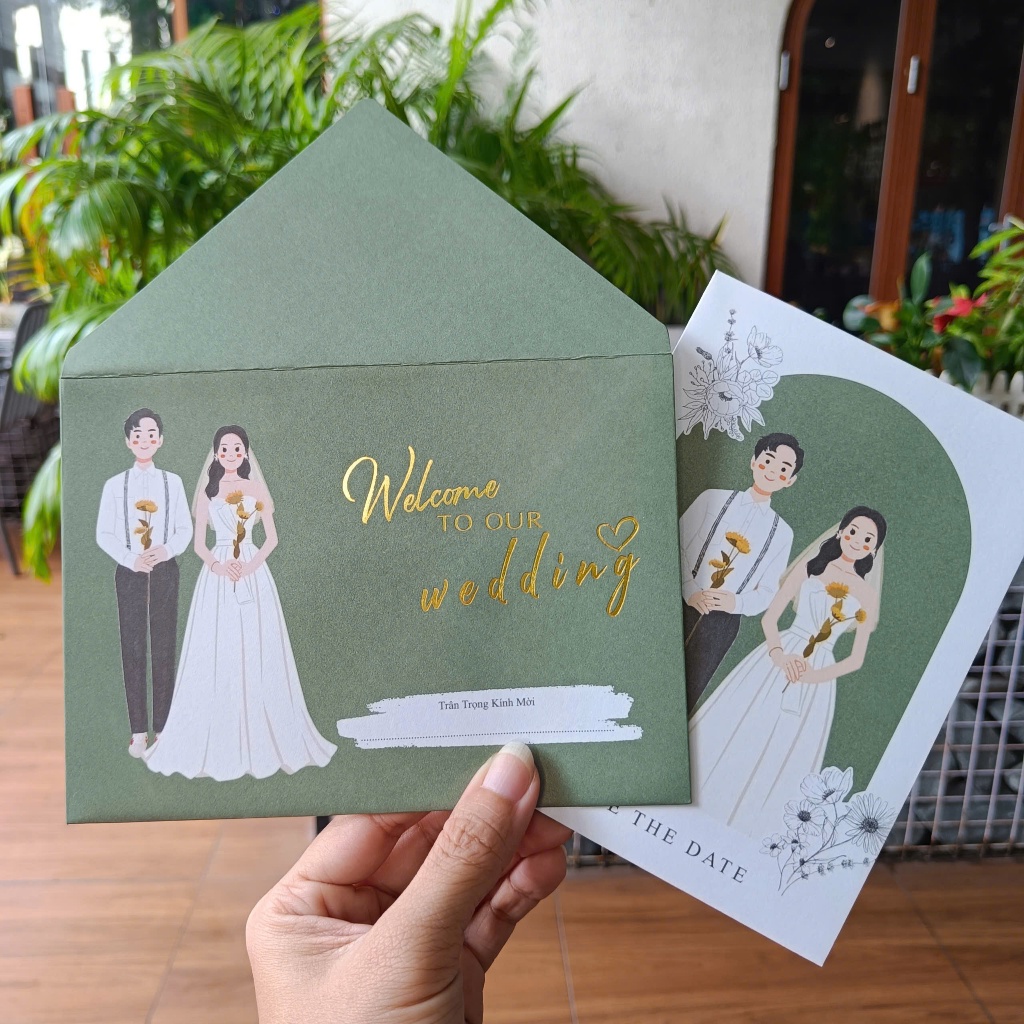 Thiệp cưới giấy ánh kim ST 2966 xanh, mẫu thiệp cưới giá rẻ nhưng rất ...