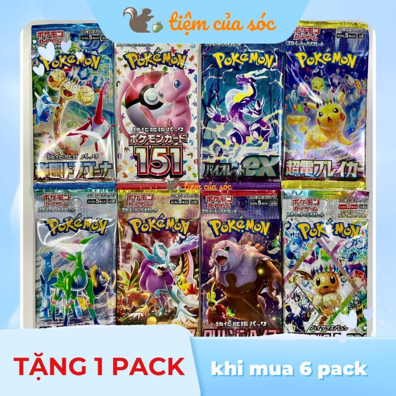 [mua6tặng1][Chính hãng] Combo 3 gói thẻ bài Pokemon TCG tiếng Nhật hàng ...