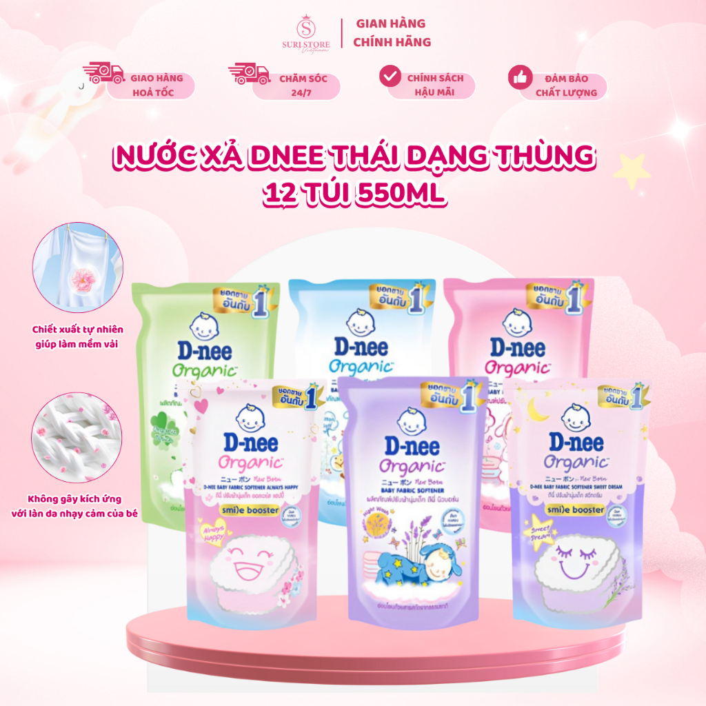 Nước xả Dnee Thái dạng thùng gồm 12 túi 550ml - Random | Shopee Việt Nam