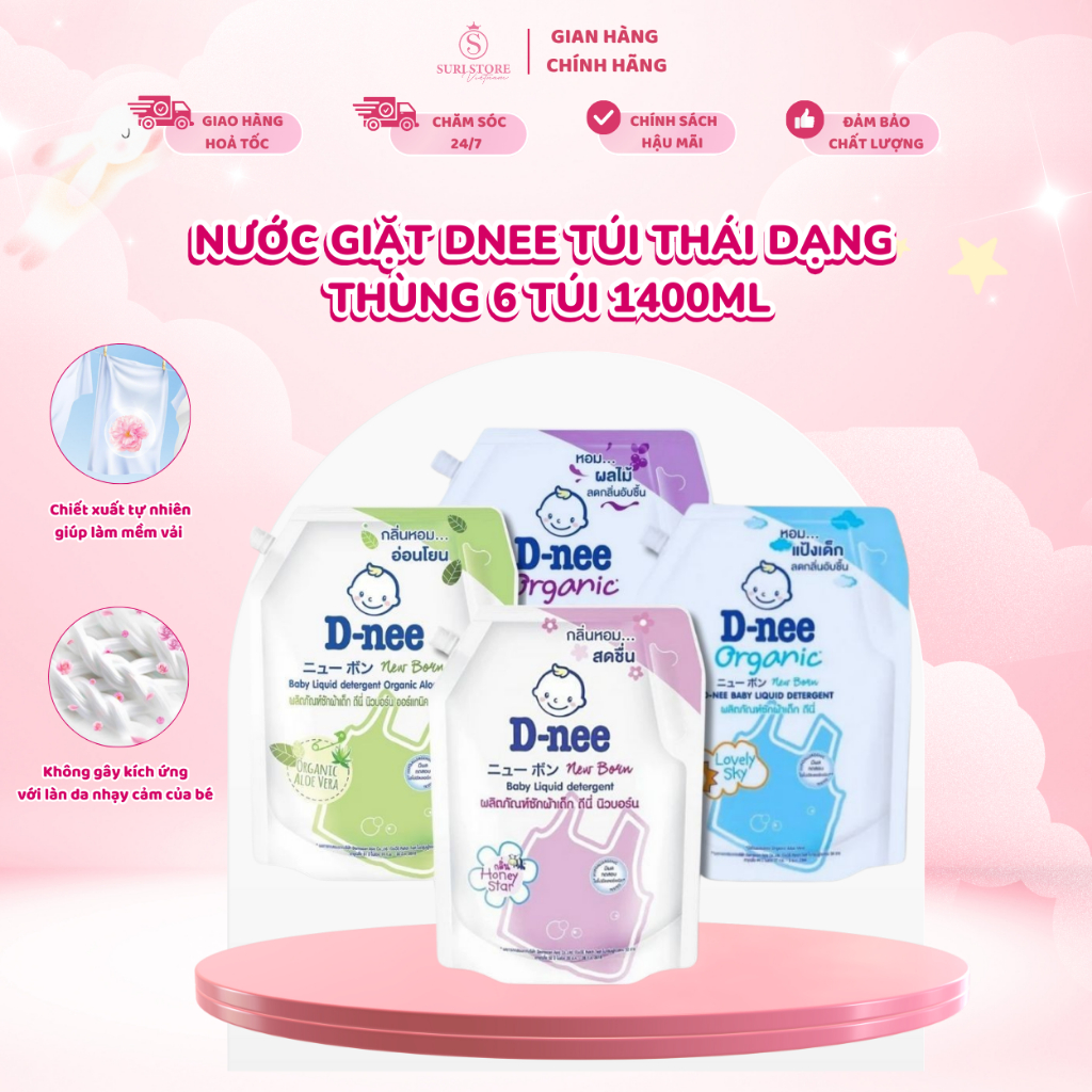 Nước giặt Dnee túi Thái dạng thùng gồm 6 túi 1400ml | Shopee Việt Nam