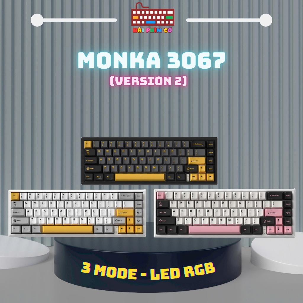 Bàn Phím Cơ Monka 3067 Pro v2 | 3 Modes | Led RGB | Mạch Xuôi | Shopee ...