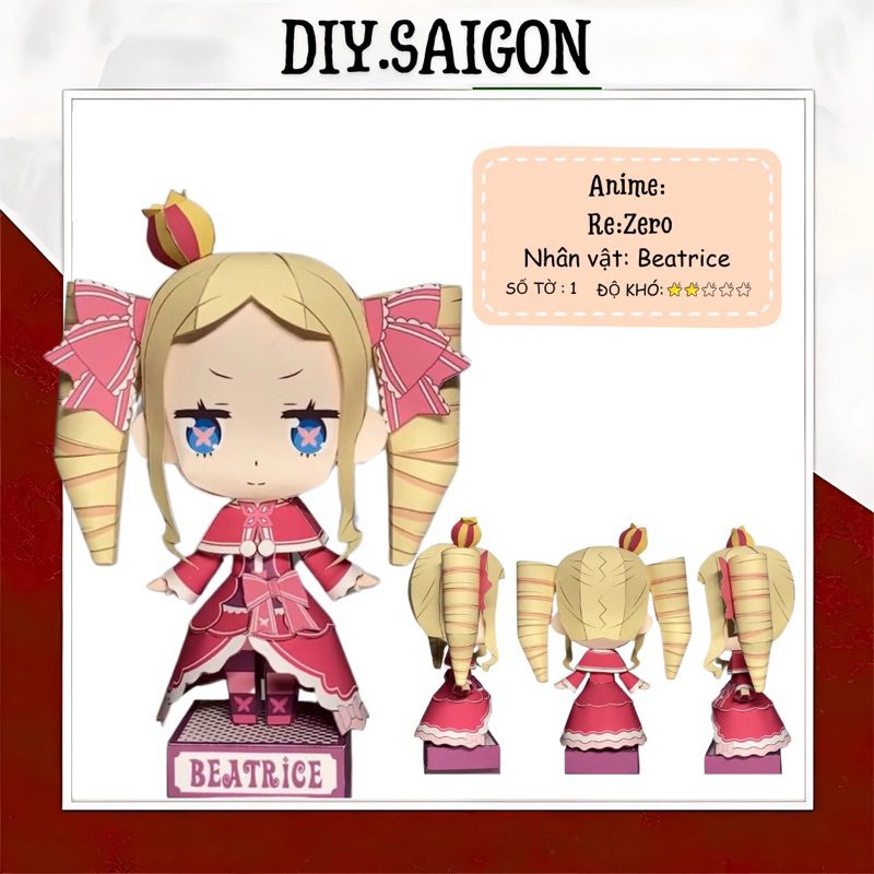 [ Re:Zero ] - Mô hình giấy Anime Chibi Beatrice | Shopee Việt Nam