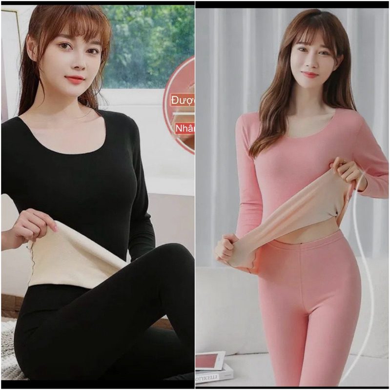 Bộ giữ nhiệt Nữ siêu nhẹ ấm áp không đường viền chất Nhung ép mềm mịn size đến 70kg | Shopee ...