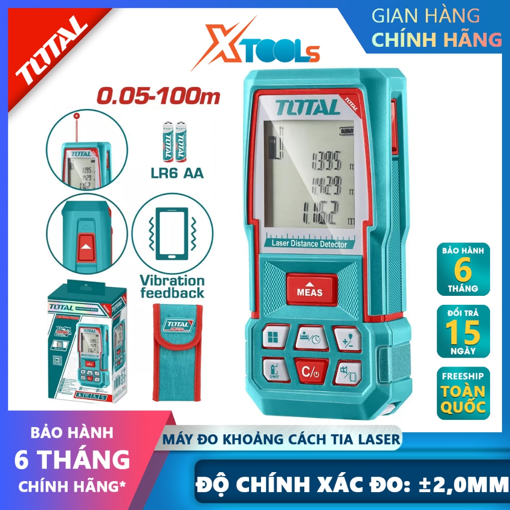 Máy đo khoảng cách laser 0,05m - 100m TOTAL máy đo khoảng cách đa năng, độ chính xác ±2,0mm ...