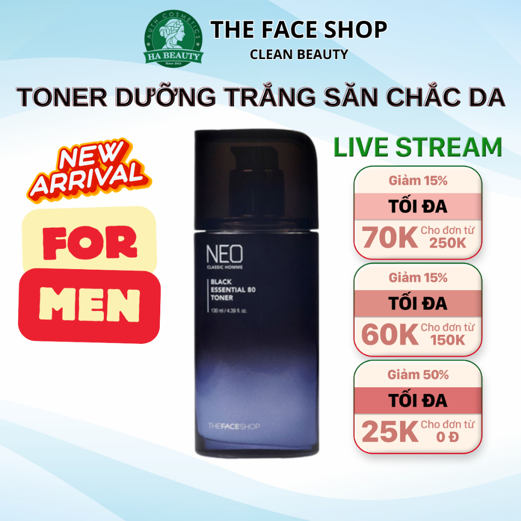 Nước cân bằng làm trắng da chống lão hóa cho NAM The Face Shop Neo Classic Homme Black Essential ...