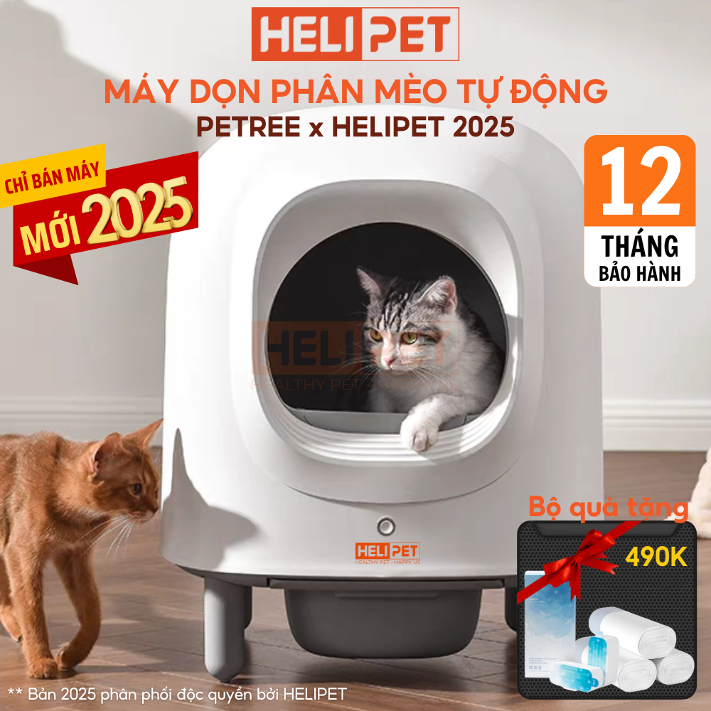 [NEW 2025] Máy Vệ Sinh, Dọn Phân Mèo Tự Động PETREE x HeLiPet, Kết Nối Wifi, Dùng App, Bản Quốc ...