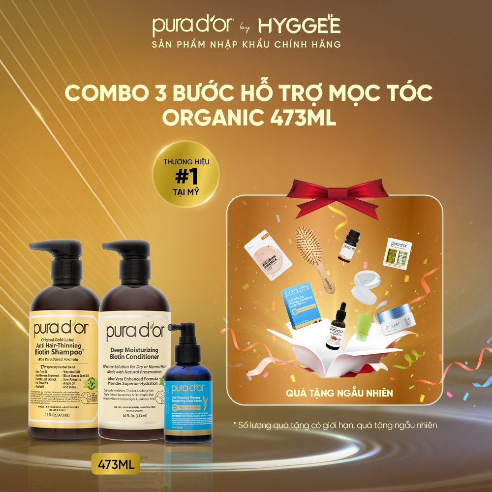 [PuraDor by Hyggee] Bộ 3sản phẩm chăm sóc giảm gãy rụng hỗ trợ giảm rụng, mọc tóc hiệu quả Pura ...