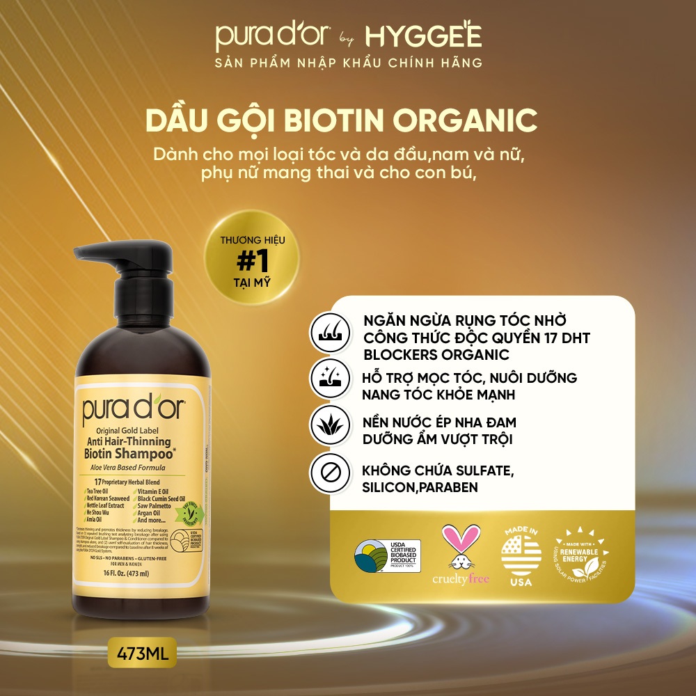 [ PuraDor by Hyggee ] Dầu gội Biotin Gold Label Anti-Hair Thinning ...