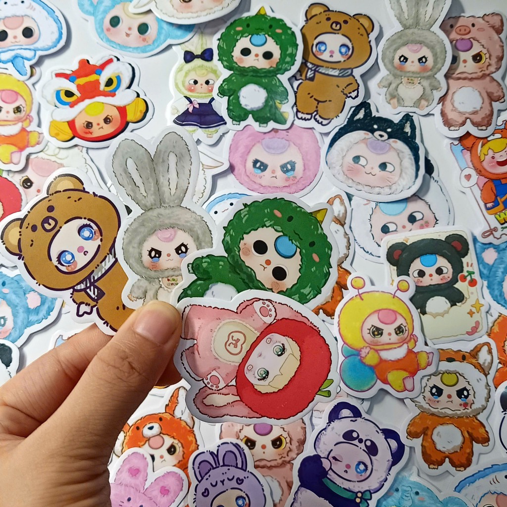 [HOT] Hộp 12 sticker Baby Three Thỏ Thị Trấn Nommi Tem dám trang trí xe ...