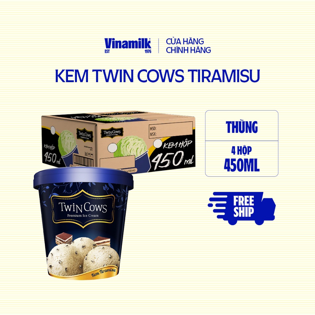 Thùng 4 Hộp Kem Tiramisu Twin Cows Vinamilk 450ml (4H/T) | Shopee Việt Nam