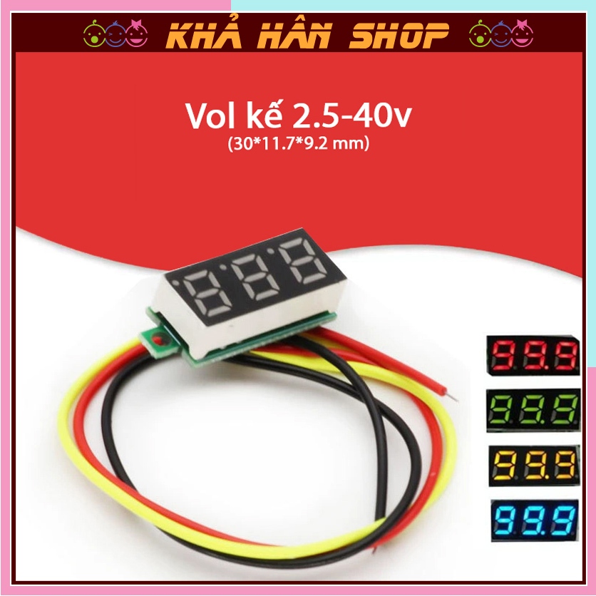 Vol kế, Đồng hồ led đo hiệu điện thế 2.5-40v, 3 dây có điều chỉnh | Shopee Việt Nam