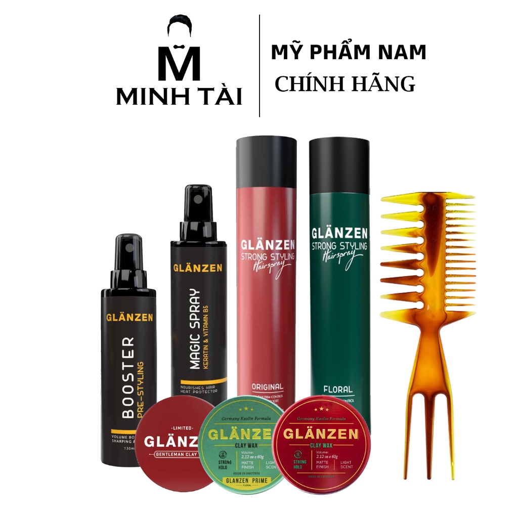 Sáp vuốt tóc nam Glanzen 60g - Full line, Bộ sản phẩm tạo kiểu Glanzen ...