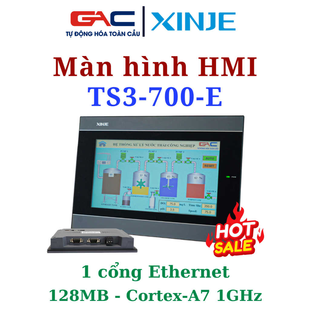 Màn hình cảm ứng chính hãng HMI Xinje TS3-700-E Ethernet, 7 inch, 16,7 triệu màu, CPU Cortex-A7 ...