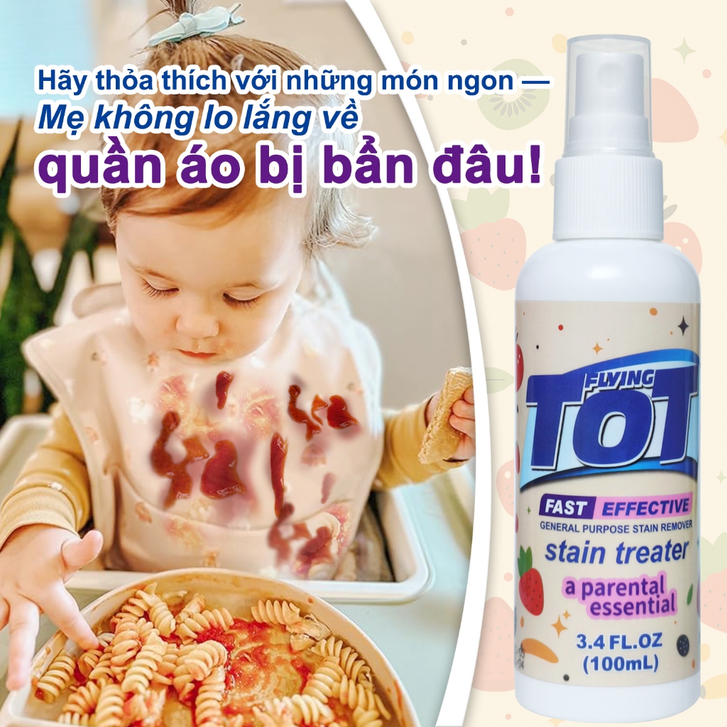 Xịt Tẩy Vết Bẩn Quần Áo FLYING TOT 100ml Tẩy Vết Bẩn Không Phai Màu Dùng Cả Vải Trắng Màu Chính ...