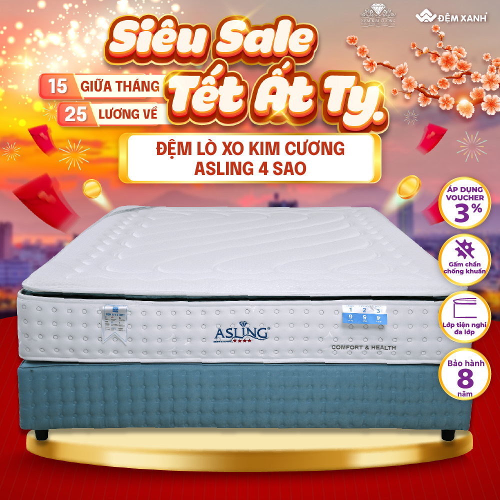 Đệm lò xo Kim Cương AsLing 4 sao | Shopee Việt Nam