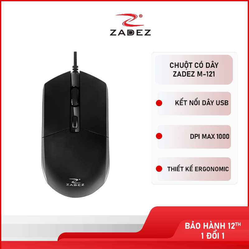 Chuột quang Zades có dây M121 thiết kế Ergonomic, độ chính xác cao ...