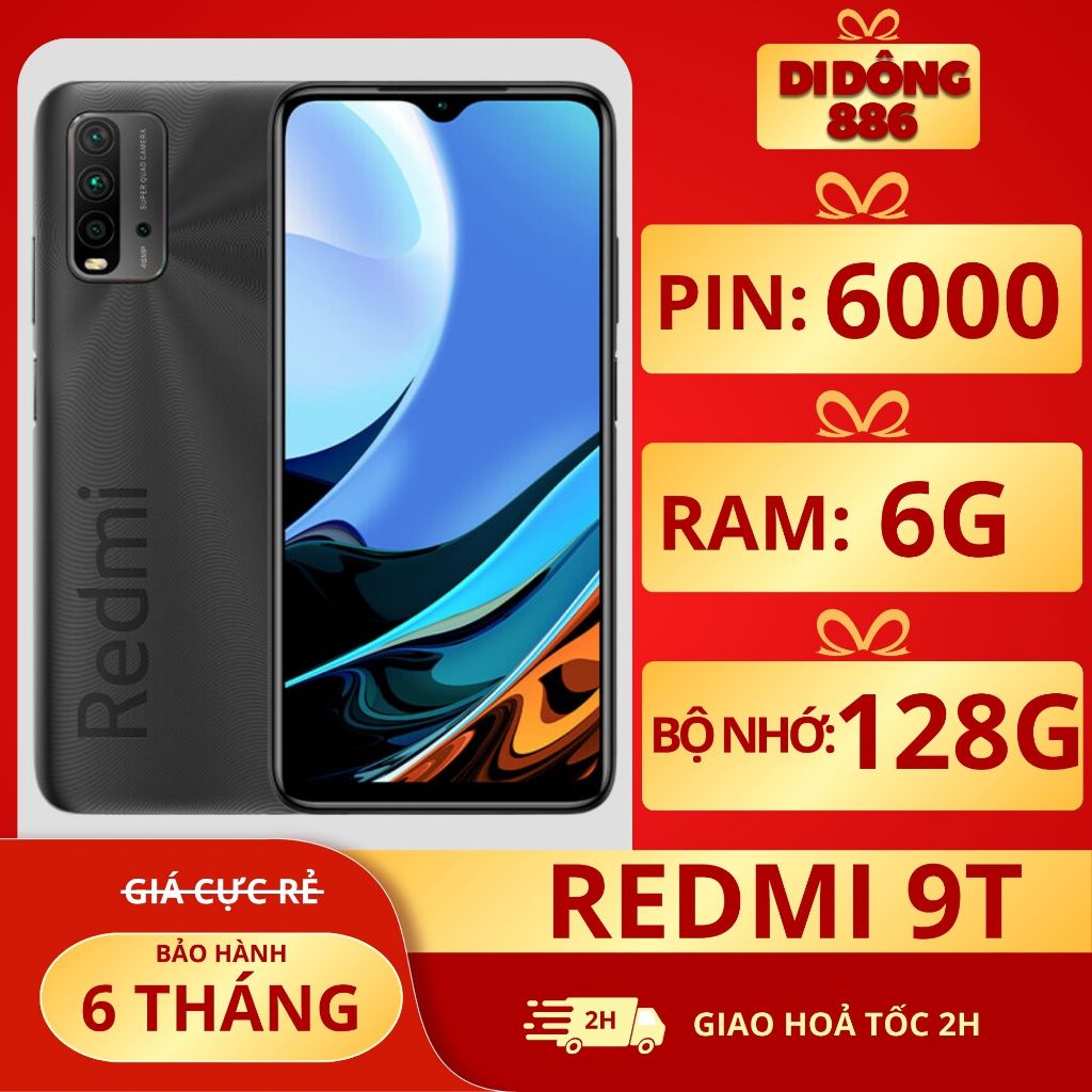 Điện thoại Redmi 9T Ram 6G/128gb pin 6000 điện thoại chính hãng, điện ...