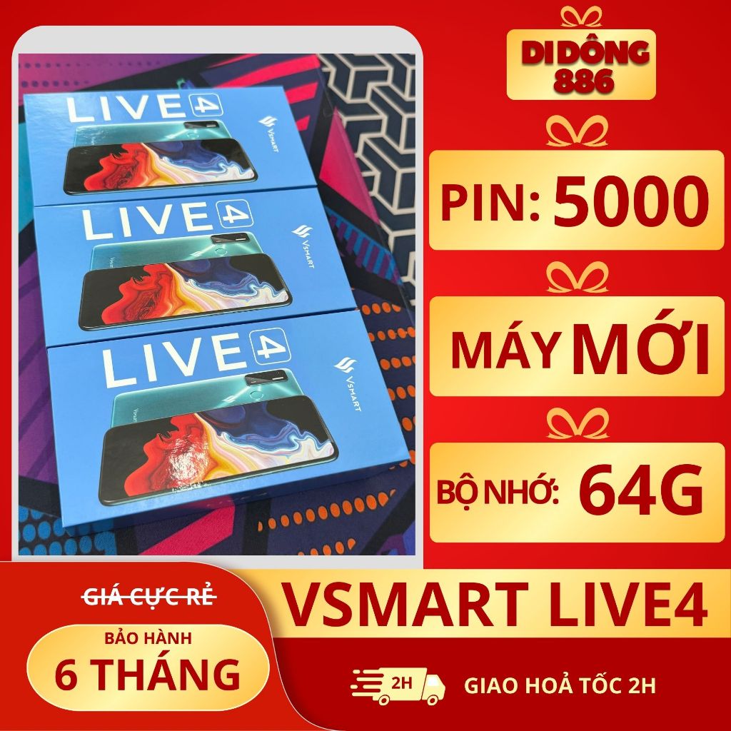 Điện thoại Vsmart Live4 Pin 5000mAh bảo hành 6 tháng tặng đầy đủ phụ ...