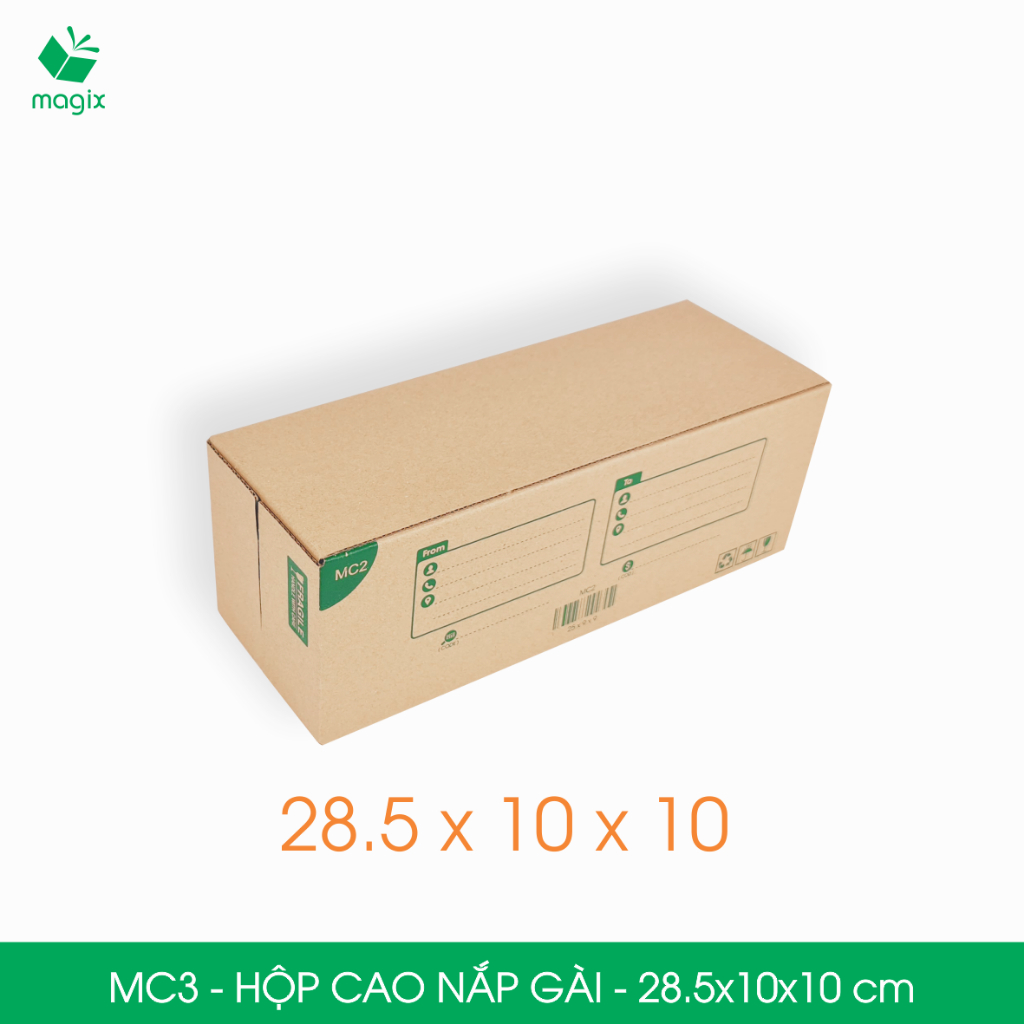 MC3 - 28,5x10x10 cm - 60 hộp dài - Hộp carton đóng hàng, hộp nắp gài, hộp quà | Magix Packaging ...