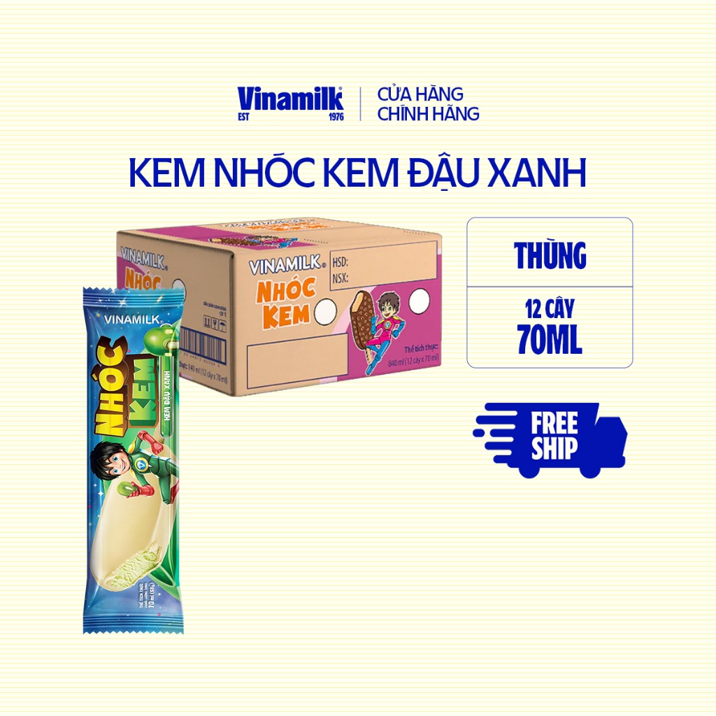 Thùng 12 Cây Kem Đậu xanh Nhóc Kem Vinamilk 70ml (12C/T) | Shopee Việt Nam