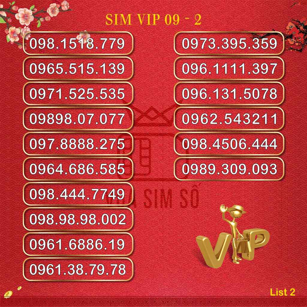 Sim Vip Đầu 09 List 2 Sim Số Đẹp Viettel, HỖ TRỢ ĐĂNG KÝ CHÍNH CHỦ ...
