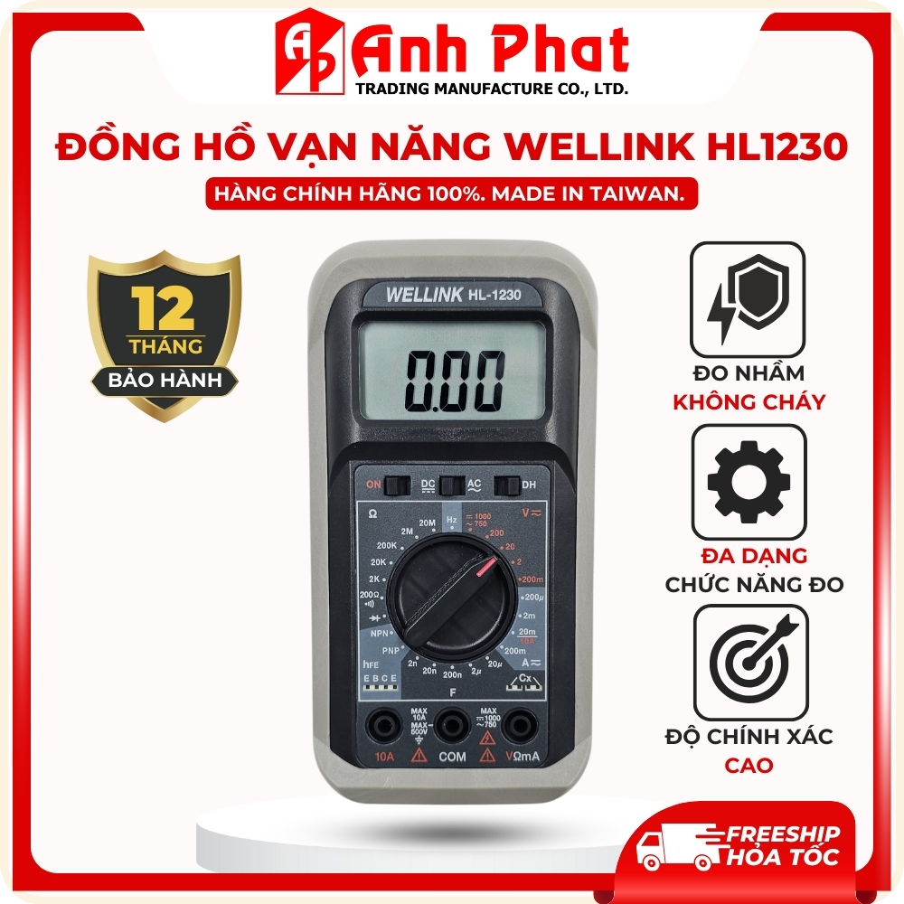 [WELLINK- CAO CẤP] Đồng Hồ Đo Điện Bỏ Túi WELLINK HL1230 750V/1000V, Độ Bền Cực Cao - Anh Phát ...