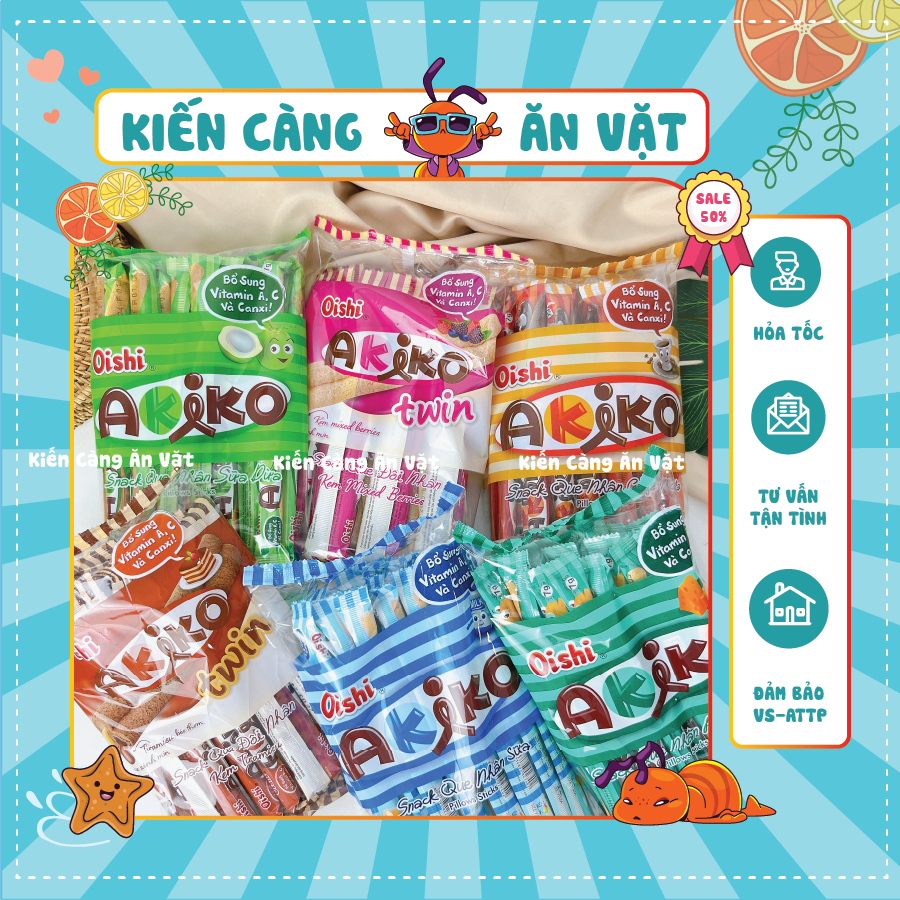 Bánh Snack Que Akiko đủ các vị gói 20que/8g, Snack Que Nhân Đủ Vị Akiko ...