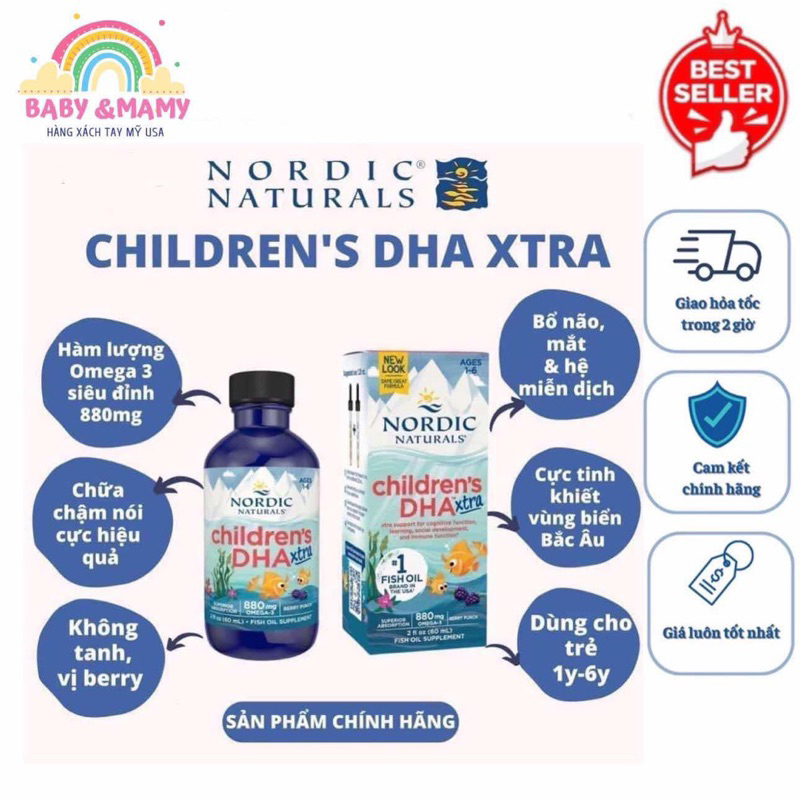 [CHÍNH HÃNG] DHA Xtra Nordic Naturals Mỹ cho bé vị berry, không tanh ...