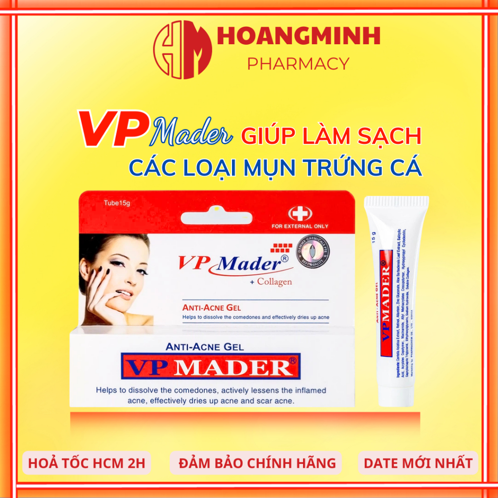 GEL BÔI MỤN VP MADER 15G - Gel Dưỡng Trắng Da Collagen Giảm Mụn Ở Mặt ...