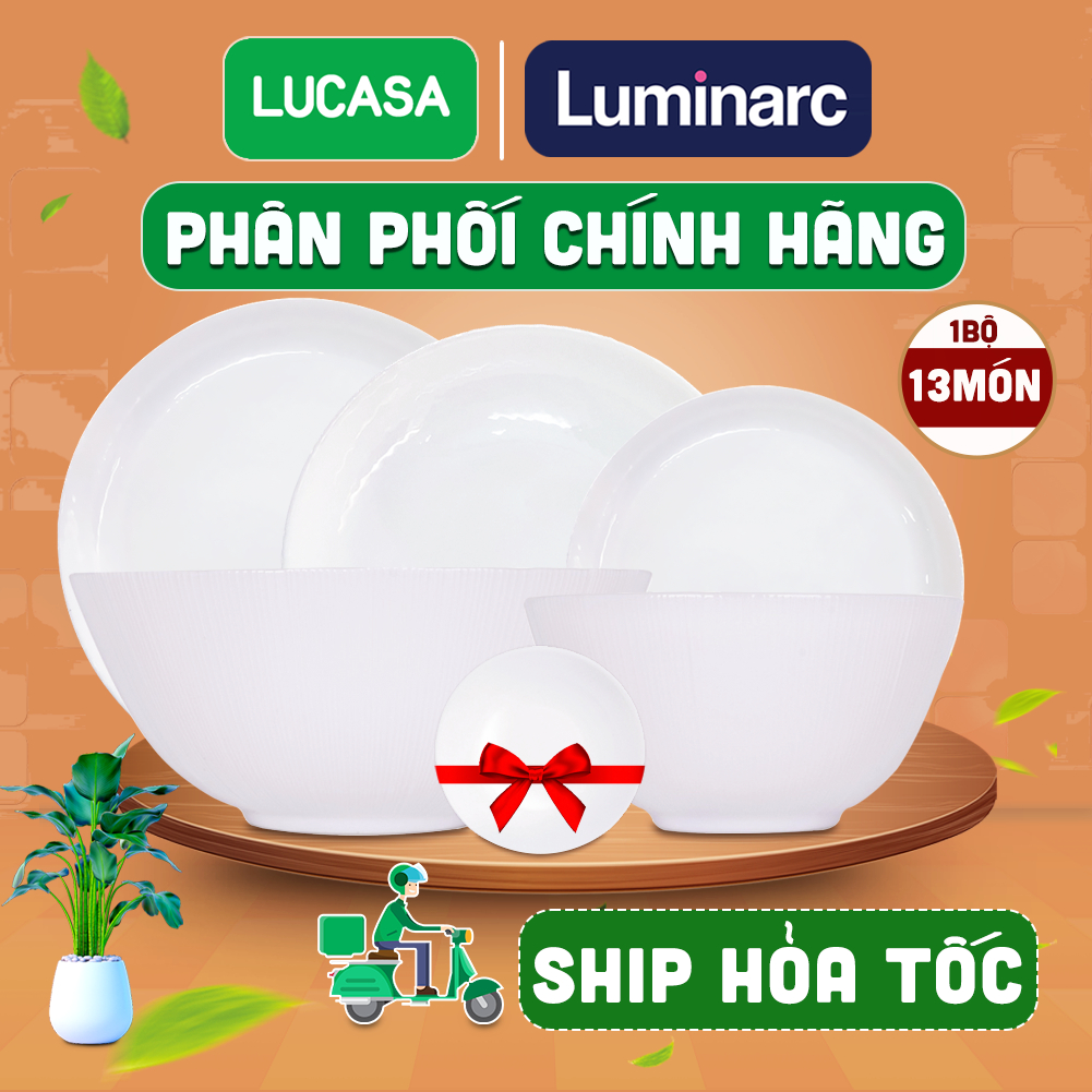 Bộ Bàn Ăn Thủy Tinh Luminarc Diwali Lines Tô Chén Đĩa 13 Món ...
