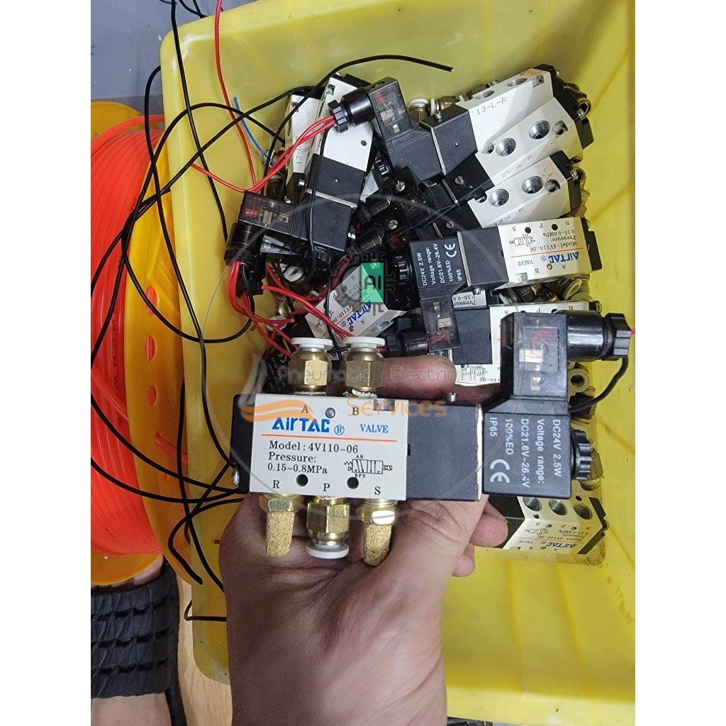 Van khí nén Airtac 4V110/4V120 điện 12/24VDC - Van điện từ 5 cửa 2 vị trí đóng mở xylanh - Hàng ...