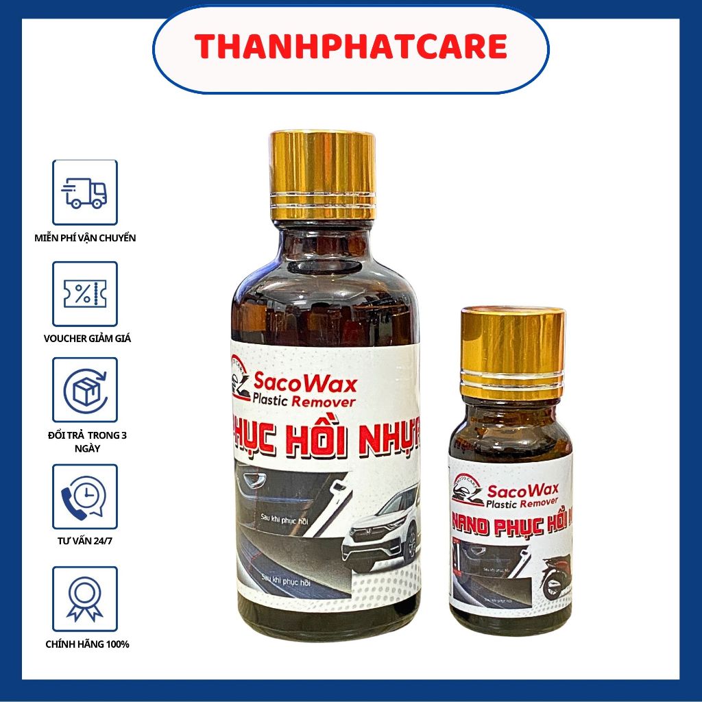 Chai Nano phục hồi nhựa SACOWAX dùng cho xe máy và ô tô 10ml-50ml tặng ...