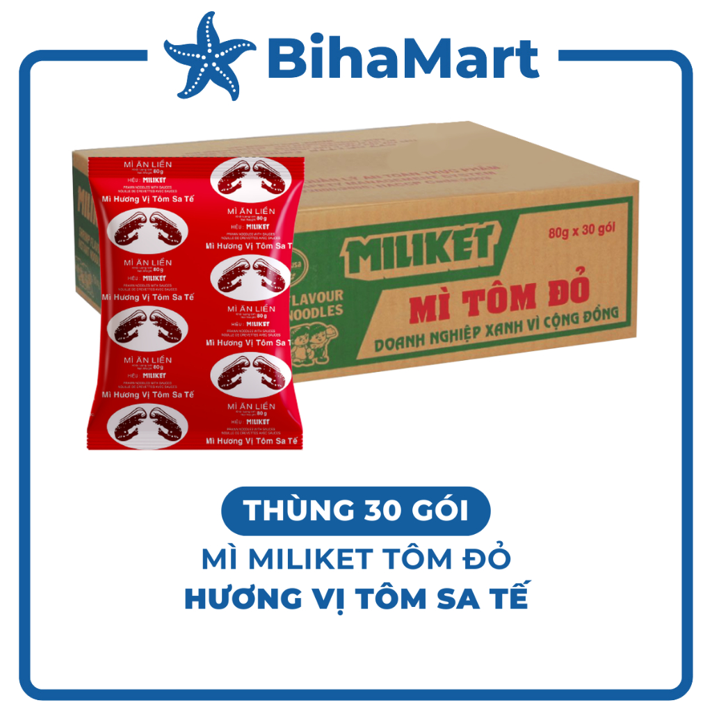 [THÙNG30GÓI]- COLUSA - Mì Miliket Tôm Đỏ gói vị Tôm sa tế, Mì tôm sa tế ...